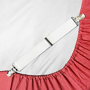 Hold’Em Bed Sheet Fastener Suspenders - Heavy Duty USA Made, Adjustable,Straight or Crisscross Keep Sheet SNUG Without Slipping Sheet Strap Holder Clips-4pc. Adjustable White