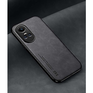 Kepuch Silklike Case for Oppo Reno 10/Reno 10 Pro - Black Hybrid Case with Built-in Metal Plate, Supports Magnetic Car Holder, Precise Cutouts, Avoids Fingerprints and Dust