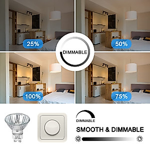 Lacnooe GU10 Halogen 35W Bulbs, 6 Pack GU10+C 120V 35W Halogen Light Bulbs with Long Lasting Lifespan, Dimmable MR16 GU10 Light Bulb for Track Light, Recessed Light, Range Hood, 2700K Warm White