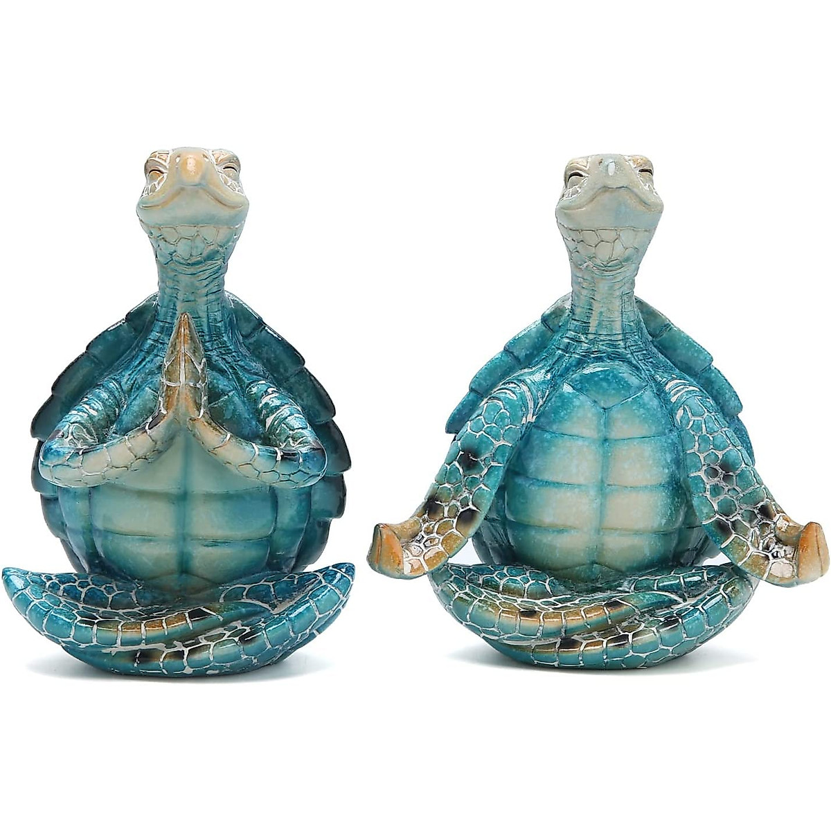 Set of 2 Sea Turtle Yoga Figurines Decorations Summer Meditating Sea Turtle Decor Spring Garden Turtle Crafts,Realistic Sea Turtle Figurines, Sea Turtle Yoga Figurines for Home Office Decorations
