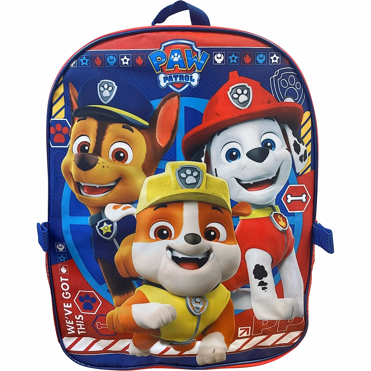 Ruz Paw Patrol Boy's 16 Inch Backpack With Removable Matching Lunch Box Set (Red-Blue)