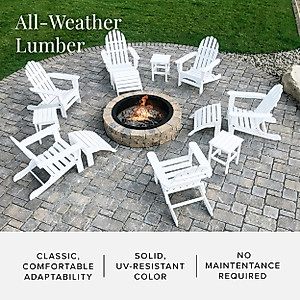 DuroGreen Folding Adirondack Chairs Made with All-Weather Tangentwood, Set of 2, Oversized, High End Patio Furniture for Porch, Lawn, Deck, or Fire Pit, No Maintenance, USA Made, White