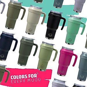 Mayim 40oz Tumbler with Handle, Travel Coffee Mug or Insulated Water Bottle with Straw and Lid, Leak Proof Stainless Steel Double Wall Thermos for Home, Office or Car - Violet