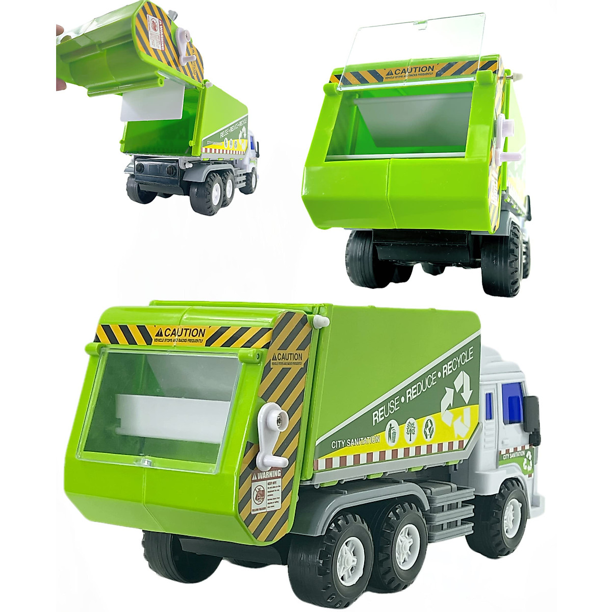 Big Daddy Medium Duty Friction Powered Garbage Truck (Dustbin Lorry) with Easy Collect Spin Flaps & Dump Lever When Full