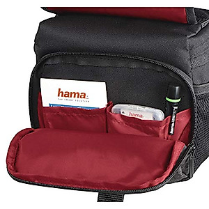 Hama Camera bag Valletta (size 90, compact case, strap, flap with closure, all brands such as Nikon, Canon, Olympus, Sony, …) Black/Red