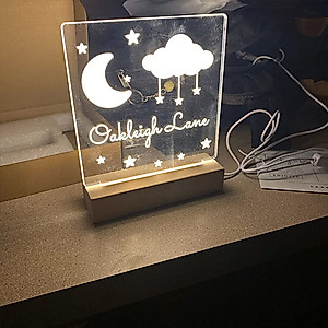 souleather Moon and Stars Custom Name Kids Bedroom, Nursery Personalized Night Light, Childs Playroom, Gift for Kids