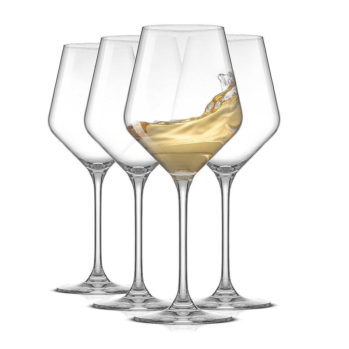 JoyJolt Layla White Wine Glasses, Set of 4 Italian Wine Glasses, 13.5 oz Clear Wine Glasses – Made in Europe