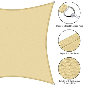 Ahomdoo Sun Shade Sail 8' x 10' Rectangle Breathable Shade Sail Canopy, UV Block Cover Patio Sun Sail, Awnings for Garden/Yard/Pool/Terrace/Balcony