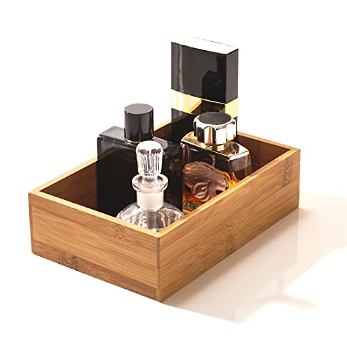 Seville Classics Bamboo Premium Organizer Storage Bins for Kitchen Silverware, Pantry, Closet, Office Desk, Pens, Utensils, Makeup, K Cup, Bamboo, Bin Set (10 Piece)