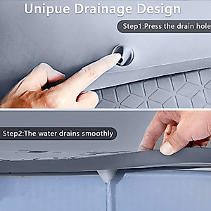Under Sink Mat Waterproof for Kitchen,Under Sink Liner,34" x 22" Silicone Cabinet Liner with Drain Hole,Kitchen Bathroom Cabinet Mat and Protector for Drips Leaks Spills
