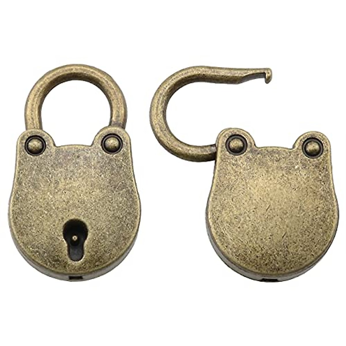 JianLing 2 Sets Mini Antique Bronze Locks and Keys, Retro Vintage Small Metal Padlock Archaize Style Lock Mini Lock with Key (1 Lock + 1 Key)