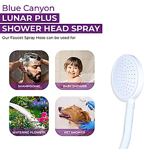 Blue Canyon Vector White Shower Head (SH001), Polished, Wall Mounted, Round, 1.5 meters Hose, 1 Jet