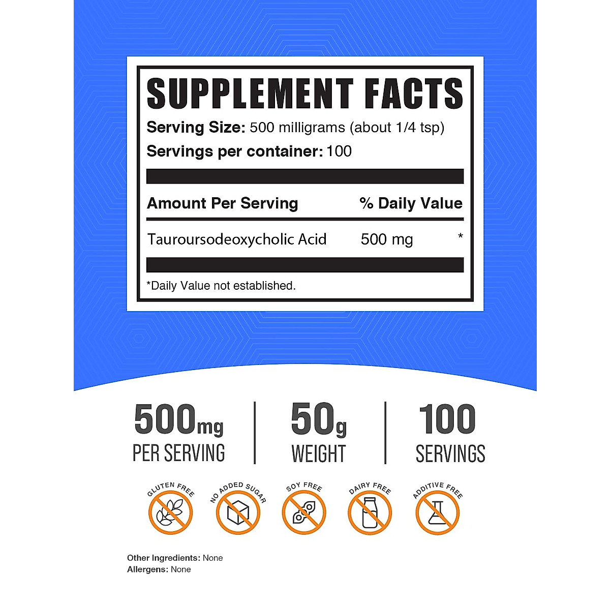 BulkSupplements.com TUDCA Powder - Tauroursodeoxycholic Acid, TUDCA 500mg - TUDCA Supplement for Liver Support - Gluten Free, 500mg per Serving, 50g (1.8 oz) (Pack of 1)