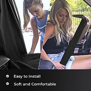 Waterproof SeatShield UltraSport Front Seat Cover and Seatbelt Cover - Black Car Seat Towel and 20in Car Seat Belt Cover for All Vehicles - Seat Belt Cushion for Women, Men, Kids from Sweat, Food,Dirt