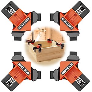 WETOLS Corner Clamp, 90 Degree Right Angle Clamp for Woodworking,4Pcs Fast Adjustable Quick Spring Loaded Woodworking Clamp, Gifts for Dad, Birthday Gifts for Men, Photo Framing-Orange