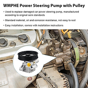 WMPHE Power Steering Pump with Pulley Compatible with Buick Enclave GMC Acadia 2008 to 2017, Chevy Traverse 2009 to 2017, Saturn Outlook 3.6L V6 2007 to 2010, Replacement for 20-2403, 96-2403