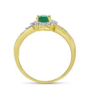 Direct-Jewelry 10k Yellow Gold Oval Emerald And Diamond Ring (Size 9.5)