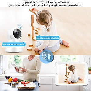Tosuny WiFi IP Babycam 1080P Video Baby Monitor Wireless 2-Way Intercom Baby Care Monitor Indoor PTZ Home Security Camera, Support PIR Motion Detection/Loop Recording (US)