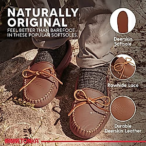 Minnetonka Men's Double Softsole, Natural Deerskin, 10 M US