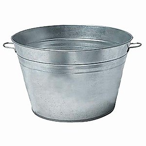 Beverage Tub with Handles Galvanized Metal 18" Round 9 Gallon