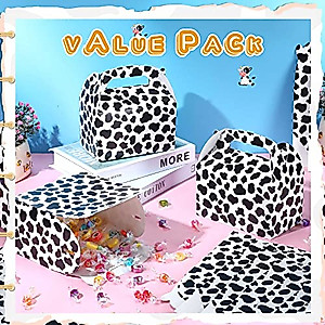 24 Pack Cow Party Favor Treat Boxes Candy Treat Present Boxes Cow Print Gift Bags Farm Goodie Boxes for Birthday Wedding Party Supplies Decoration Baby Shower