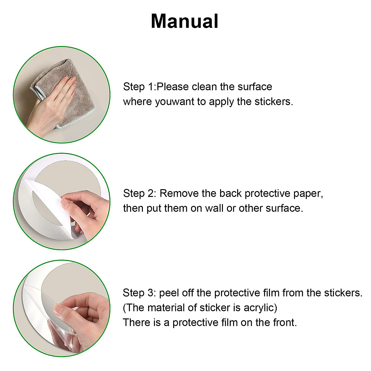 32 Pieces Removable Circle Wall Mirror Sticker Round Decal Acrylic Setting for Home Living Room Bedroom Decor, 1.5-13.5 cm(Silver)