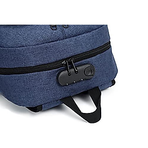 Varietyathletics 19" Laptop Backpack and Organizer Case Set USB Headset Port Anti-Theft Waterproof Travel Work School College (Navy)