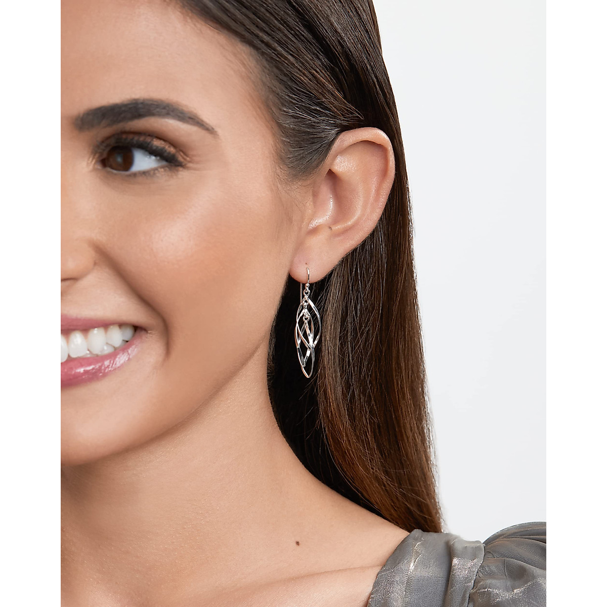MILLA Teardrop Earrings - Designer Silver Statement Earrings or Gold Dangle Earrings for Women Trendy Upscale Sterling Silver Wire Dangly Earrings (Linear Swirl/Sterling Silver Plated)