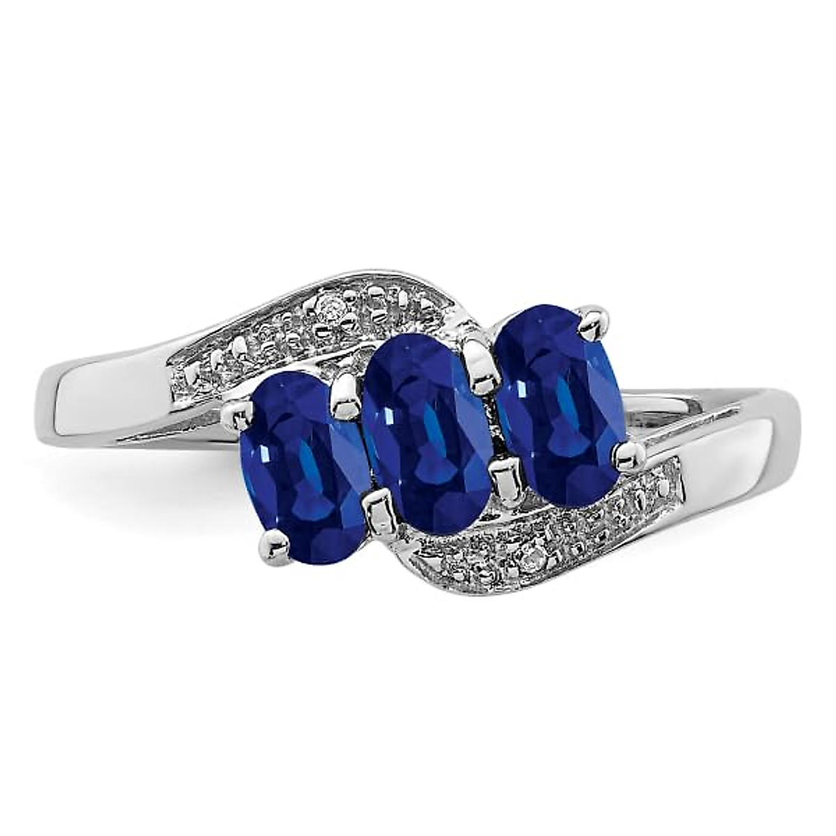 IceCarats 925 Sterling Silver Blue Sapphire Diamond Ring Gemstone Band Size 8.00