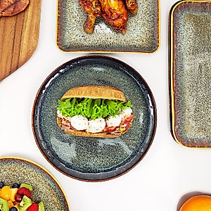 jinsongdafa Ceramic Dinner Plates Dish Set,Set of 4,for Lunch snacks -Microwave Oven & Dishwasher Safe,Scratch Resistant,Dinnerware Kitchen Porcelain Serving Dishes 10 Inch Round