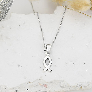 AeraVida Faithful Ichthys Jesus Fish .925 Sterling Silver Pendant | Christian DIY Pendant for Men | Christian Fish Necklace