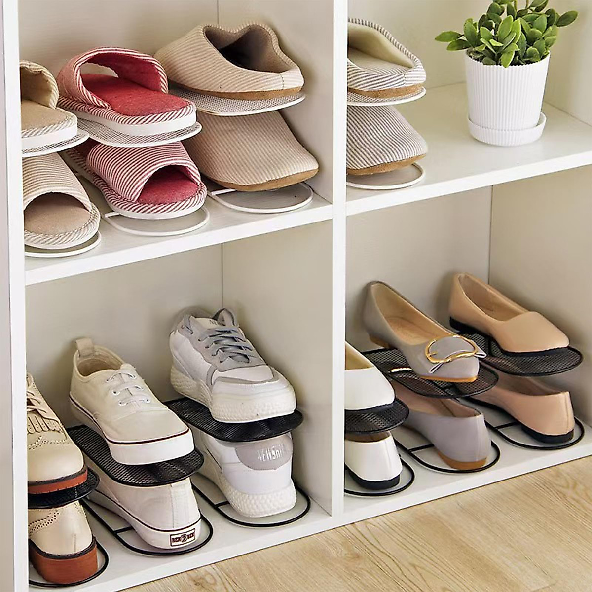 CiBiZi Shoe Slots Organizer Shoe Space Saver Metal Shoe Stacker Iron Shoe Rack Shoe Stand Holder Shoe Storage Closet Organizer 10PACK Black