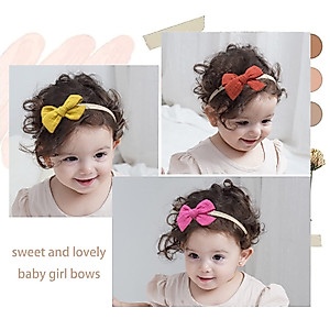 doboi 20PCS Baby Headbands Hair Bows Muslin Gauze Bows Elastic Nylon Hairbands Boutique Soft Hair Accessories for Girls Newborns Infants Toddlers and Kids