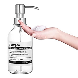 4 Set Foaming Hand Soap Dispenser Bathroom, Brushed Nickel Stainless Steel Foam Dispenser (Stainless Steel Pump + Clear Bottle)