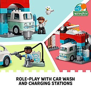 LEGO DUPLO Parking Garage and Car Wash Set 10948, Learning Toy for Toddlers with Garage, Gas Station & Toy Cars, Gifts for 2 Plus Year Old Boys & Girls