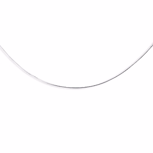 14K White Solid Gold Round Omega 1mm Chain 16" long Snake Necklace with Screw-Off-Lock