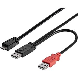 StarTech.com 3 ft. (0.9 m) USB to Micro USB Cable With Power Delivery - Dual USB 2.0 A to Micro-B - Power and Data - Y-Cable - Micro USB Cable (USB2HAUBY3)