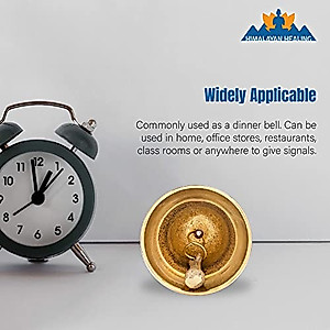 Versatile Brass Hand Bell - 3.12 Inch Diameter, 7 Inch Height, Perfect for Weddings,Games, Schools, Reception Desks and Religious Ceremonies, and Events - Handcrafted in India