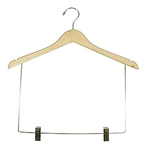 NAHANCO 101-17RC Wooden Display Hanger, 17" Natural Finish with 10" Drop and Bright Chrome Hardware (Pack of 12) (Pack of 12)