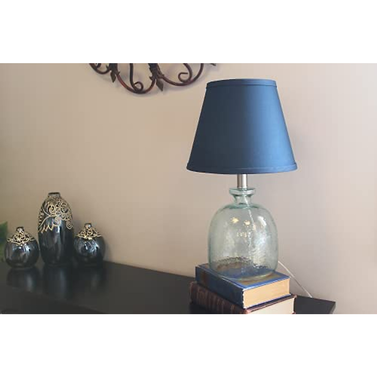 FenchelShades.com Lampshade 6" Top Diameter x 10" Bottom Diameter x 8" Slant Height 6x10x8" with Spider Attachment (Navy)