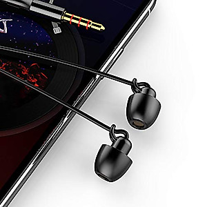 OCUhome Earbuds, Earbud Headphones with Microphone, S360 Sleeping Wired Earphones Anti-Noise in-Ear Sports Running Bass Earplugs for Phone/PC Black