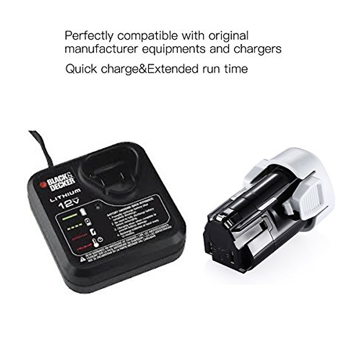 Powerextra 2500mAh 12-Volt MAX Lithium-Ion Replacement Battery Compatible with Black & Decker LBXR12 LBX12 LB12 BL1510 BL1310 BL1110 LB12 Battery