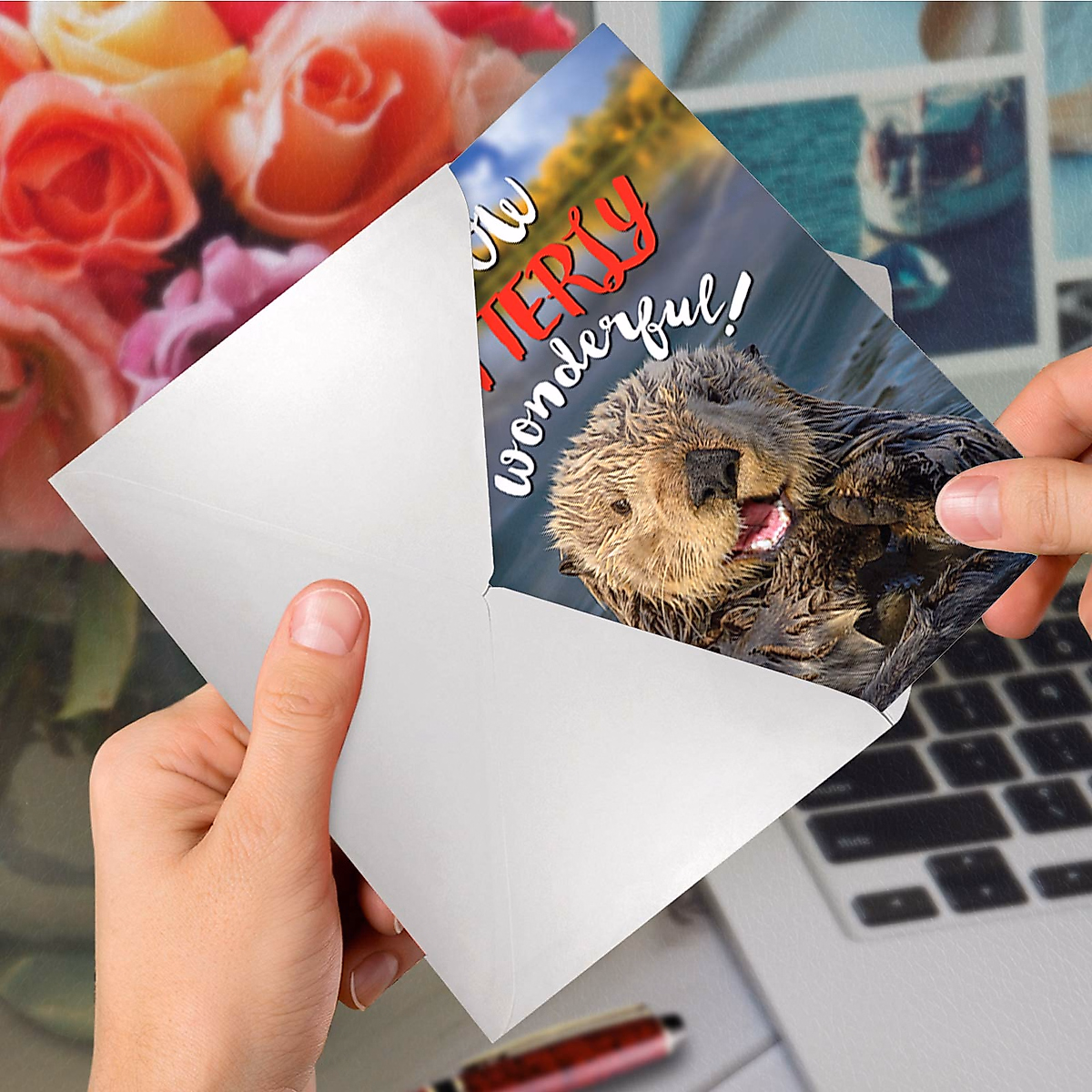 NobleWorks - Fun Congratulations Card with Envelope - Congrats Humor, Encouragement Greeting - Otterly Awesome C6574FCGG