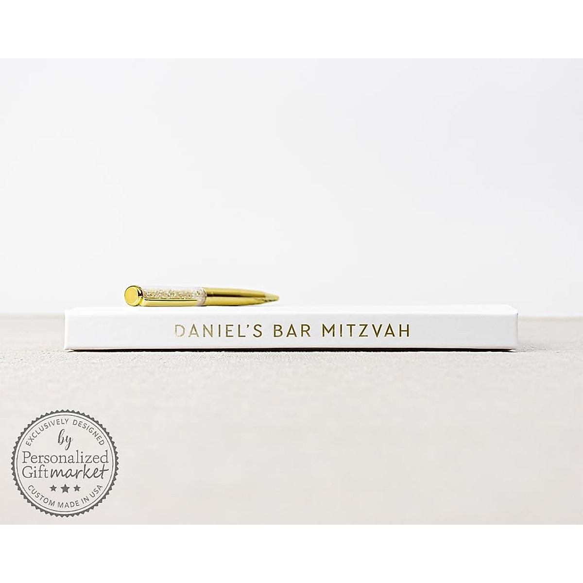 Bar Mitzvah Guest Book Jewish Bar Mitzvah Ceremony Celebration Idea, Photo Booth Album Book, Personalized Gift with Foil - White Gold (9x6)