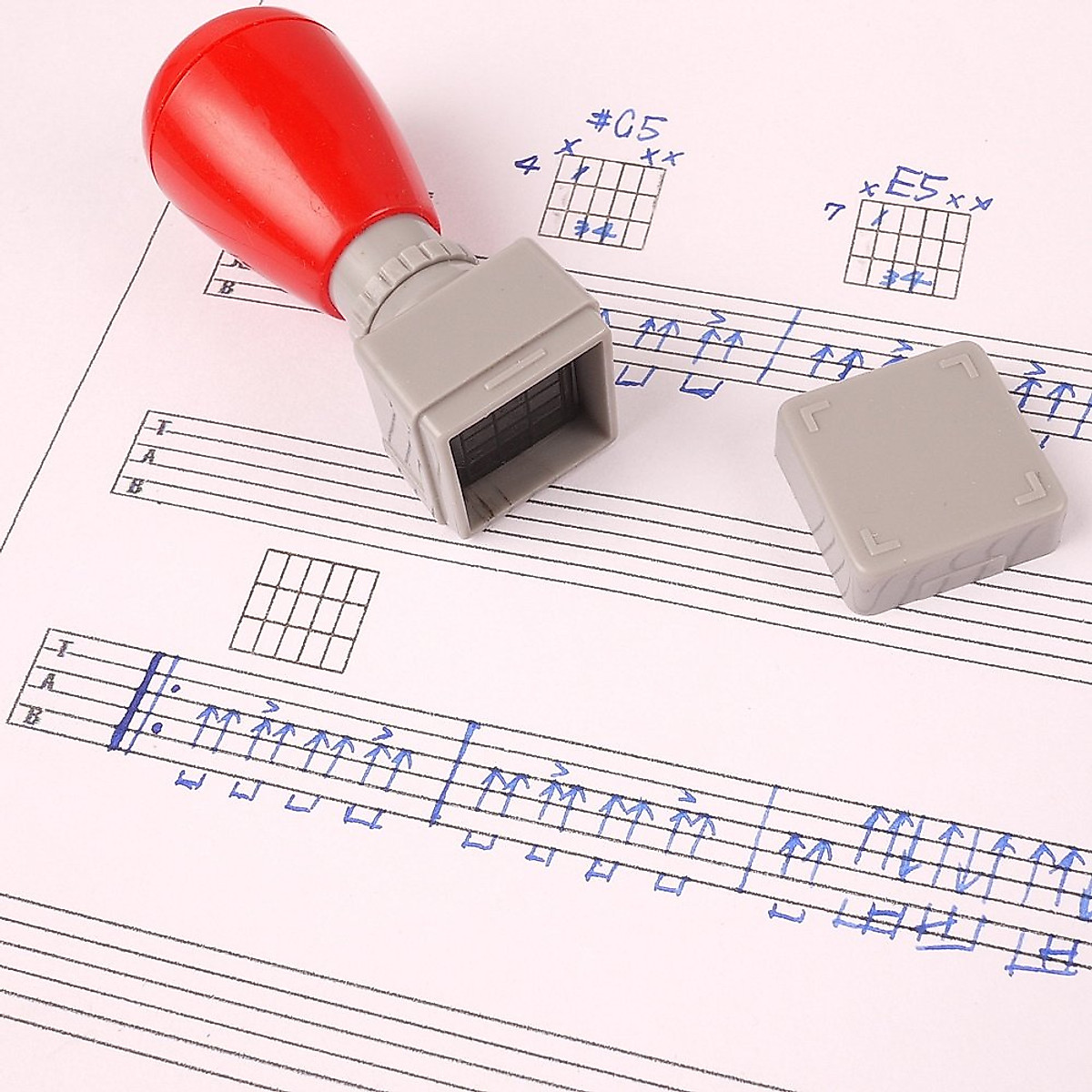 Mr.Power Guitar Chord Stamp Black Ink(3 Frets)/Ukulele(5 fret) DIY Mini Rubber Stamp(Black Ink)