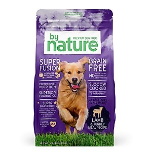 By Nature Pet Foods Grain Free Dog Food Made in USA [Grain Free Dry Dog Food with Superfood Ingredients for Food Sensitivities and Immune Health], Lamb & Turkey Meal Recipe, 24 lb. Bag, Brown (77072)