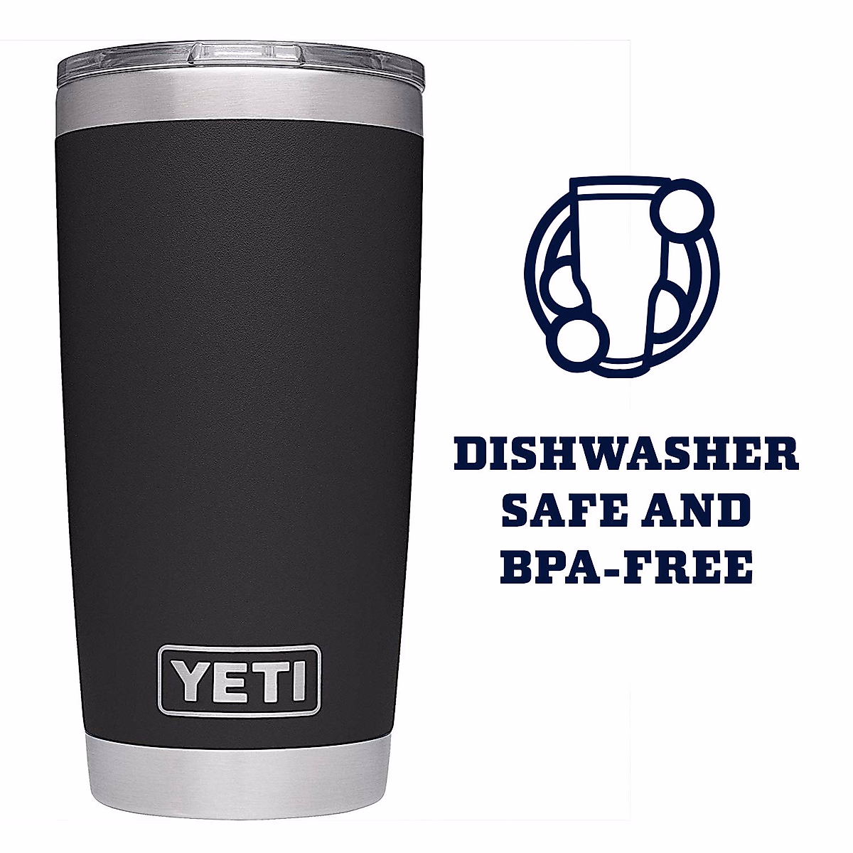 YETI Rambler 20 oz Tumbler with Handle Set, (1) 20 oz MagSlider Tumbler, and (1) 20 oz Handle, Black