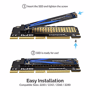 SABRENT NVMe M.2 SSD to PCIe X16/X8/X4 Card with Aluminum Heat Sink (EC-PCIE)
