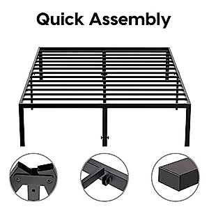 WILSLAT 16 Inch Metal Full Size Platform Bed Frame, Black Metal Bed Frame Full with 14 Inch Storage, 3500 lbs Heavy Duty Steel Slat Support, Noise Free, No Box Spring Needed, Easy Assembly