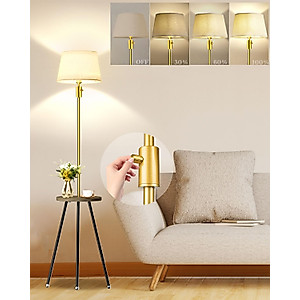 bulbeats 61IN Dimmable Floor Lamp with Shelves, Display Shelf Floor Lamp with Fabric Shade, E26 Bulb, Corner Storage Standing Tall Lamp for Living Room, Bedroom, Office, Bedside